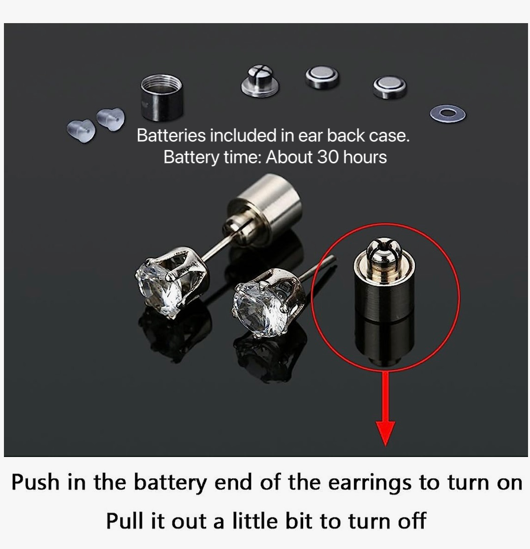 LED Light Up Earrings, LED Studs Earrings Party Blinking Earrings Flas ...